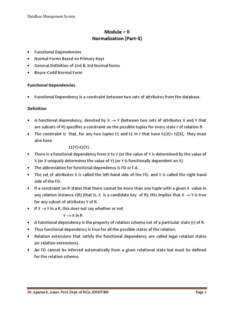 DBMS Module-2-Notes - Normalization | PDF | Relational Database | Data ... DBMS Module-2-Notes - Normalization | PDF | Relational Database | Data ...