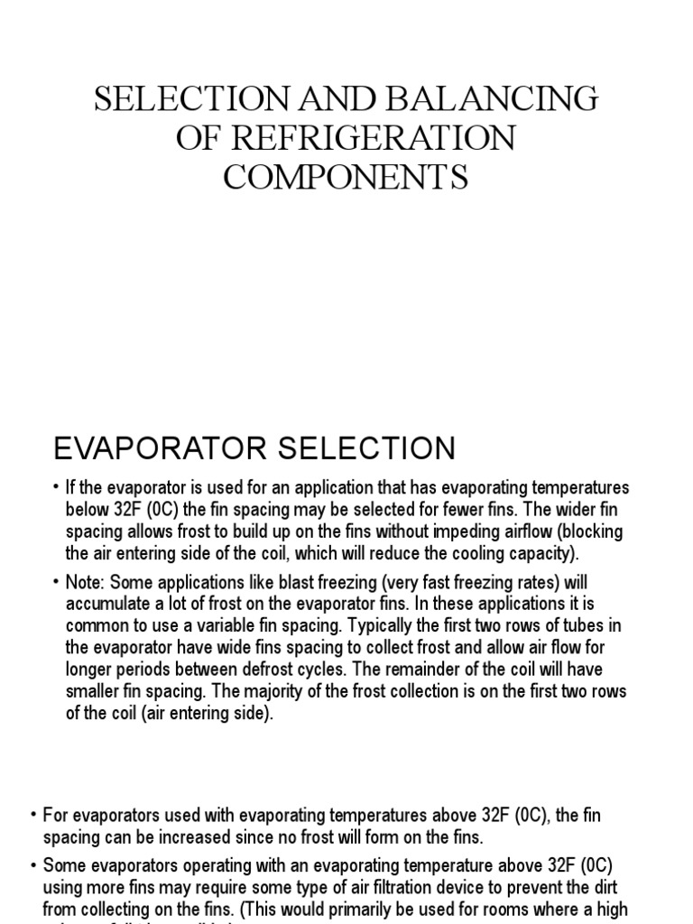 Selection and Balancing of Refrigeration Components | PDF | Air Conditioning | Heat Exchanger