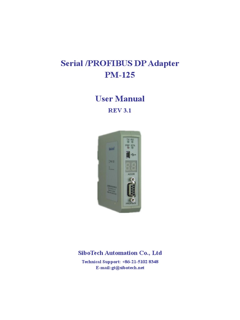 Serial /PROFIBUS DP Adapter PM-125 User Manual: Technical Support: +86-21-5102 8348 | PDF ...