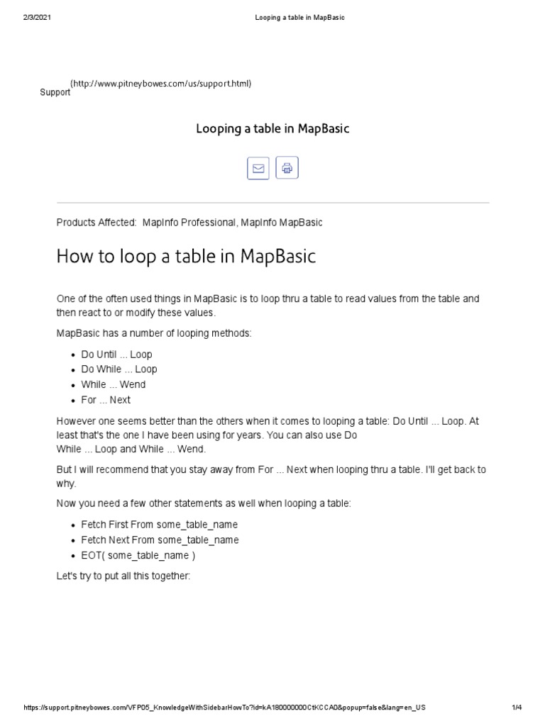 Looping A Table in MapBasic | Download Free PDF | Mail | Software ...