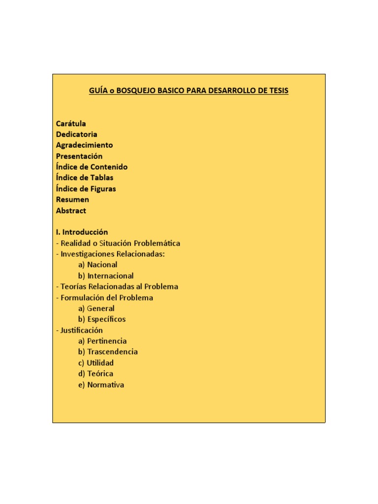 Bosquejo Básico para Tesis | PDF