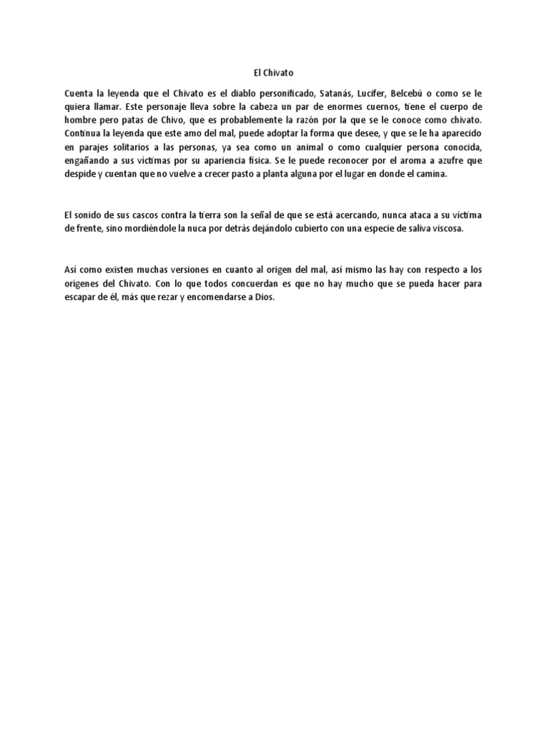 Leyenda del Chivato Panameño | PDF | Religión y espiritualidad