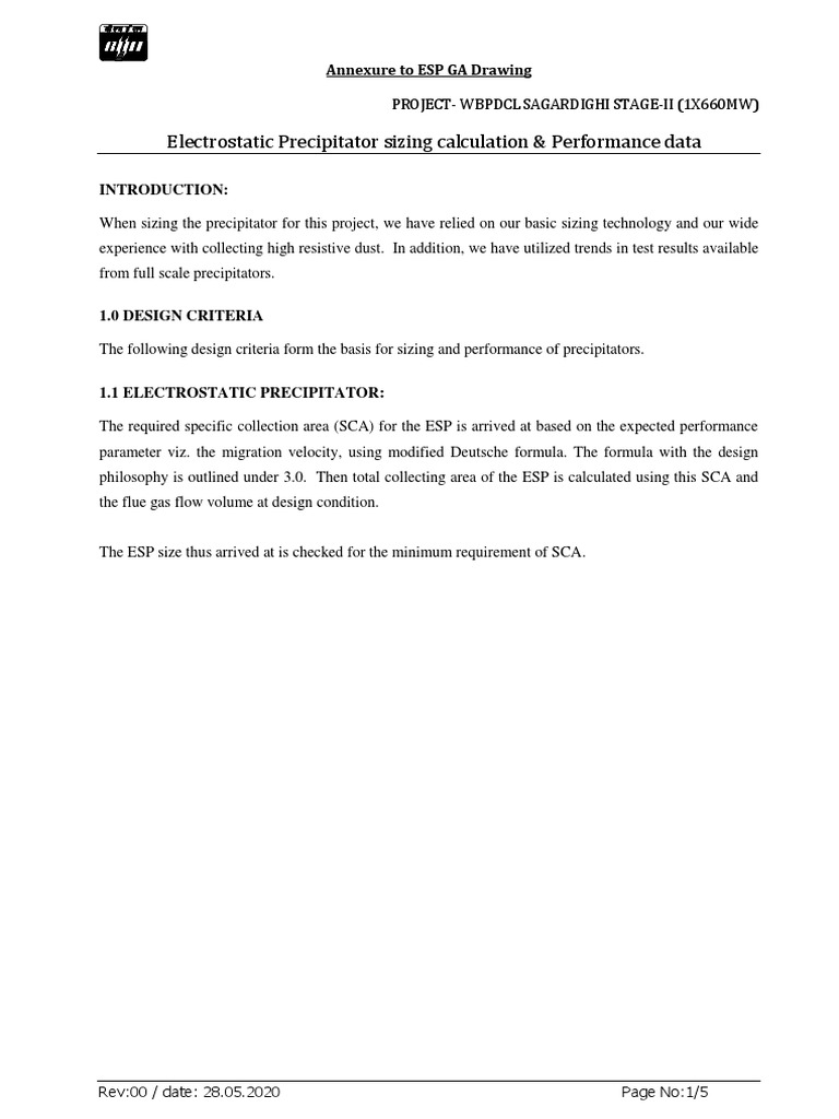 Annexure - ESP Sizing Calculation | PDF | Chemical Engineering | Phases ...