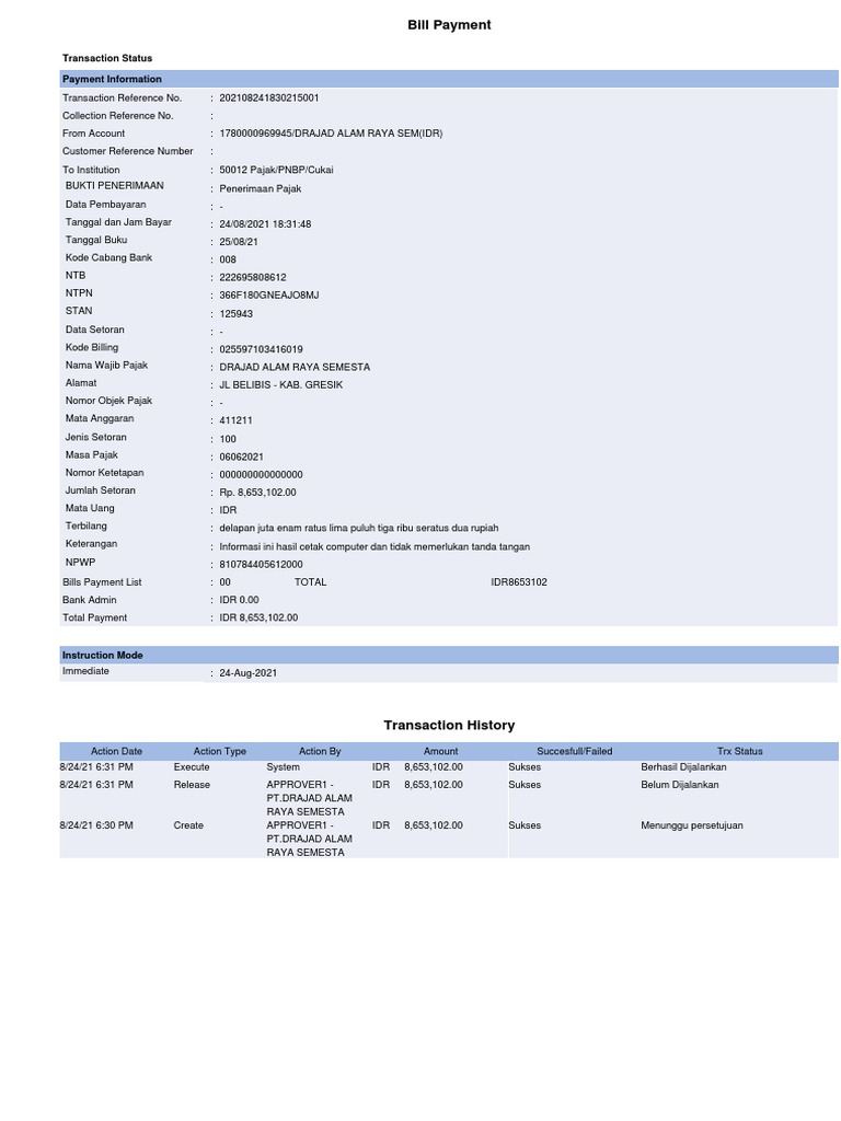 Pajak Transaksi DRAJAD ALAM RAYA | PDF | Indonesian Rupiah | Banking