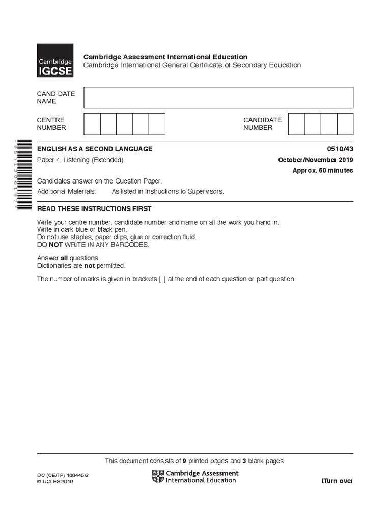 0510 Esl Past Paper | PDF