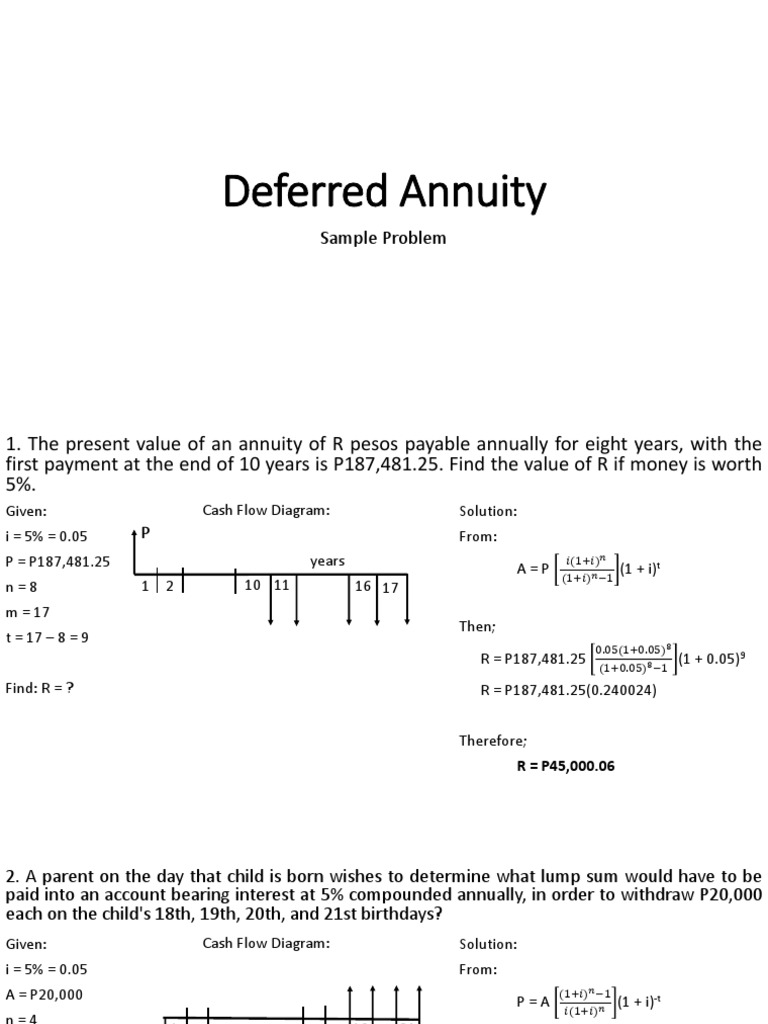 M3 - Deferred Annuity - Sample Problem | PDF | Present Value | Personal ...
