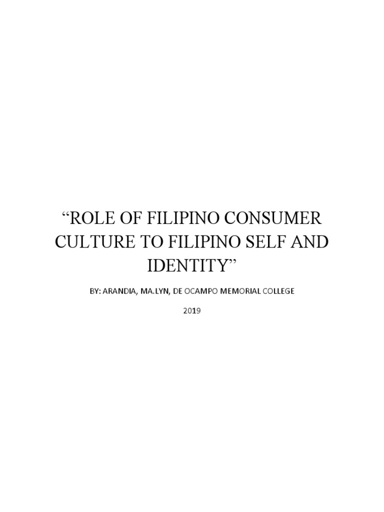 Role of Filipino Consumer Culture To Filipino Self and Identity | PDF ...