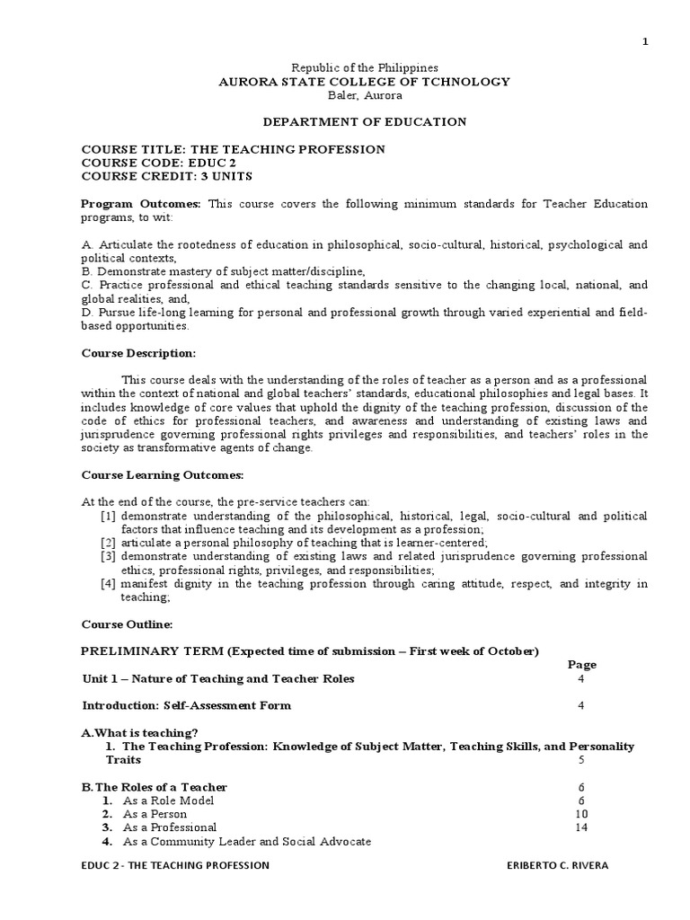 Teaching Profession Worktext 2020 2021 | PDF | Teachers | Learning