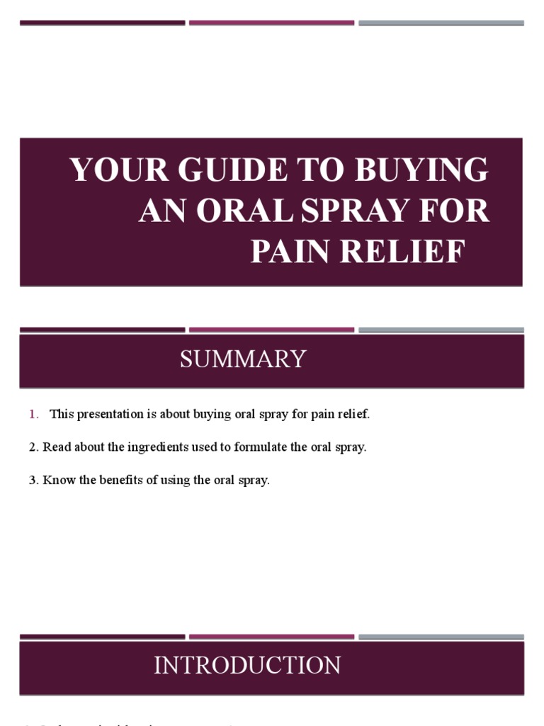 Your Guide To Buying An Oral Spray For Pain Relief | PDF