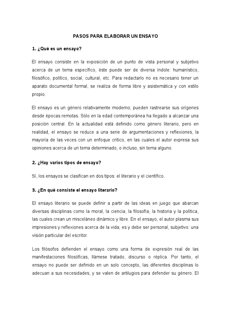 Pasos para Elaborar Un Ensayo | PDF | Ensayos | Internet