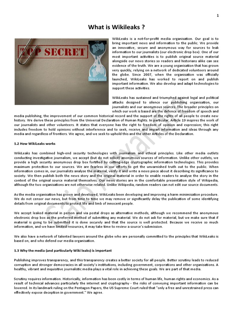 What Is Wikileaks | PDF | Wiki Leaks | Journalism