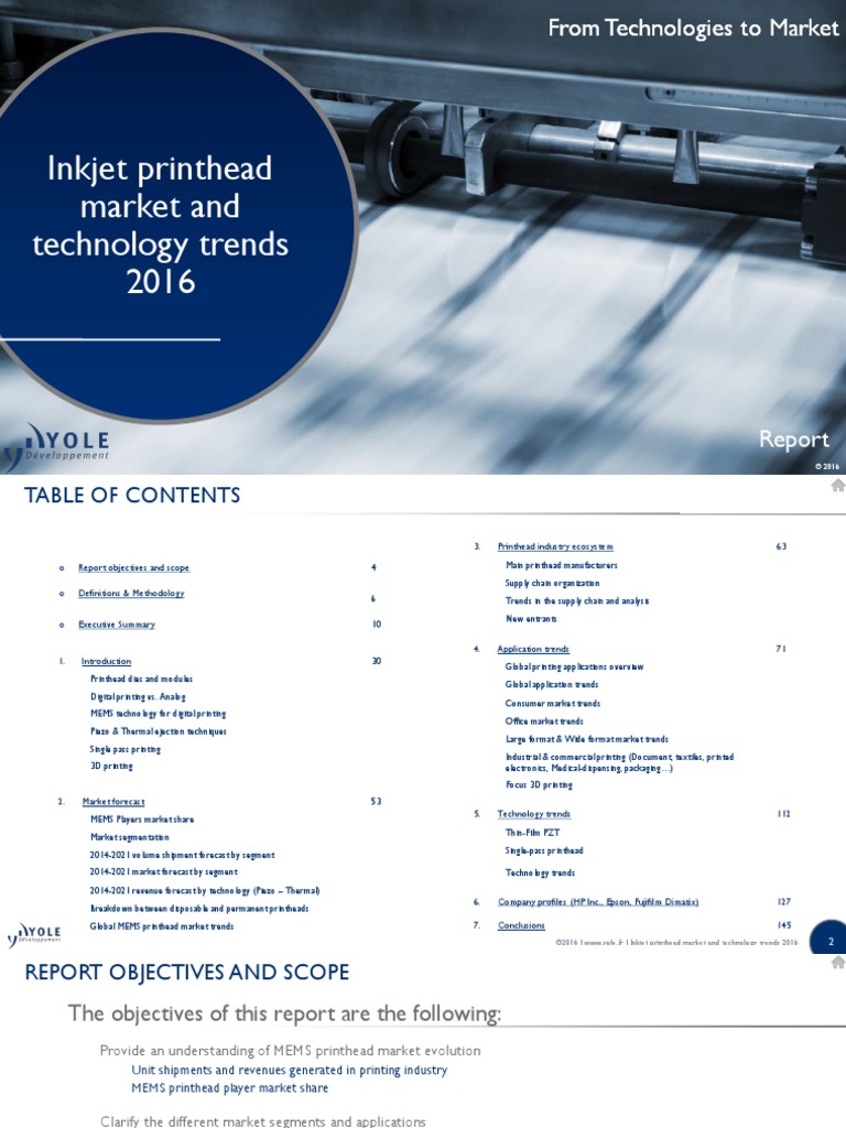 Inkjet Printhead Market and Technology Trends 2016 | PDF ...