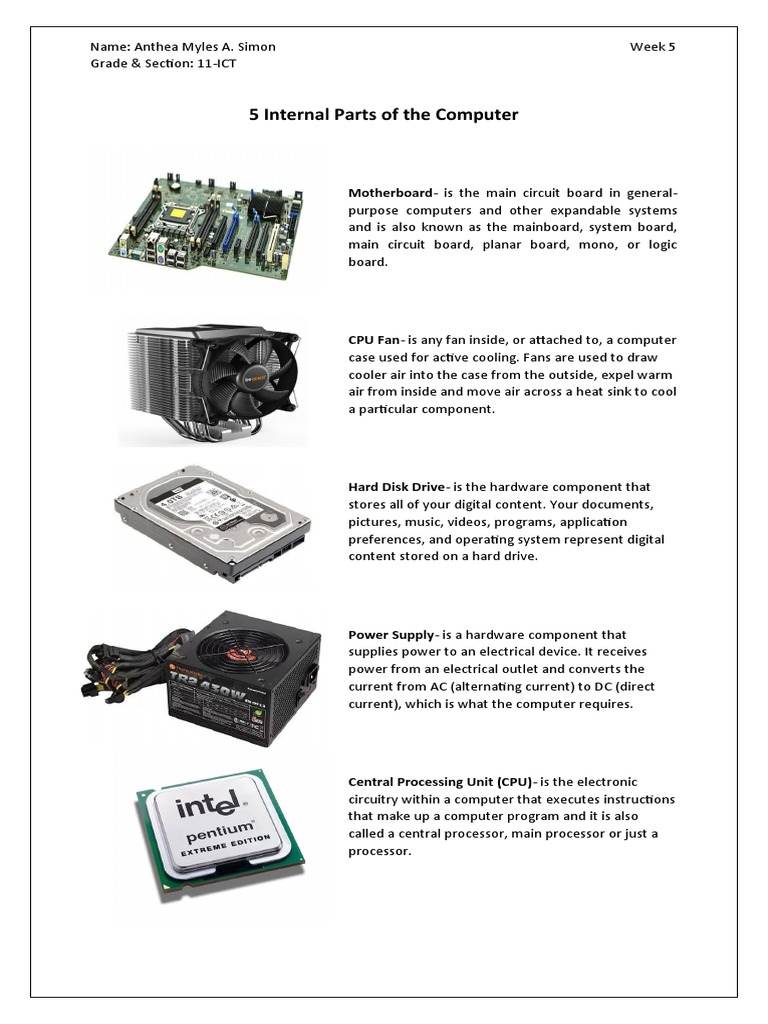 5 Internal Parts of The Computer | PDF | Computer Hardware ...