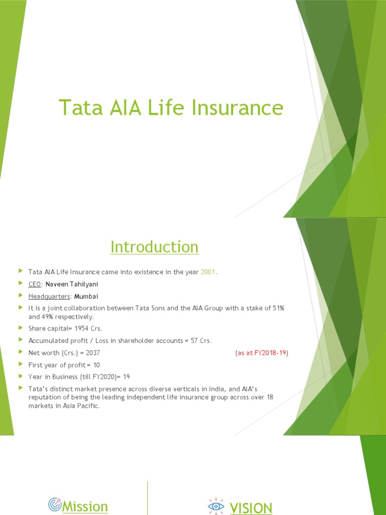 Overview of Tata AIA Life Insurance | PDF | Insurance | Life Insurance