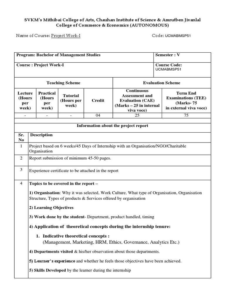 BMS SEM V Project Work Guidelines 21-22 | PDF | Thesis | Learning