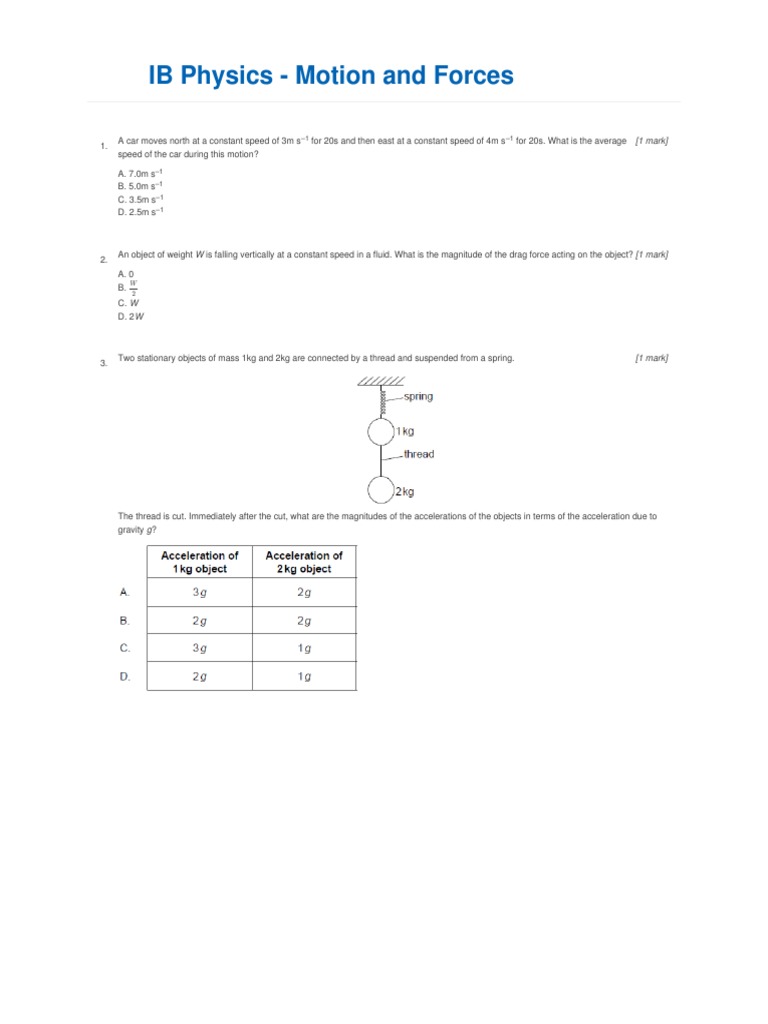 2016 IB Physics - Motion and Forcess | PDF | Force | Friction