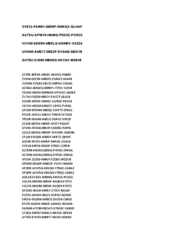 Cv512-Faw91-085np-Dmxqx-Qlhaf Aa7du-Apw15-H848q-P5zgz-Pcrc2 Vu1n2-6de5n ...