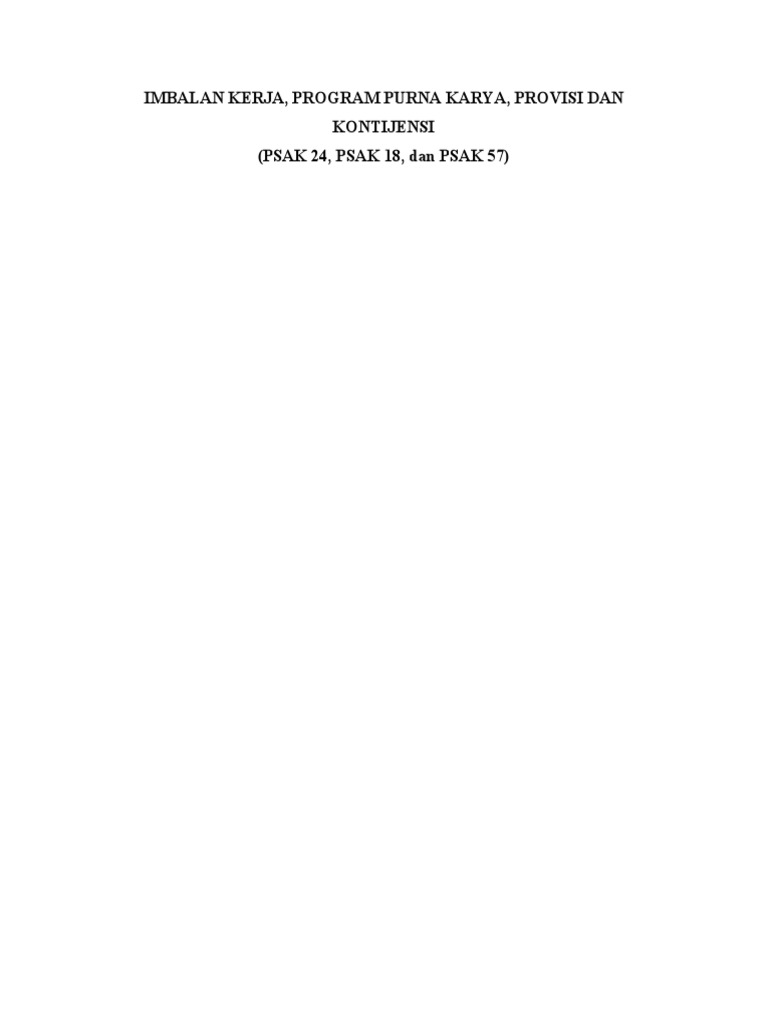 Imbalan Kerja, Program Purna Karya, Provisi Dan Kontijensi | PDF