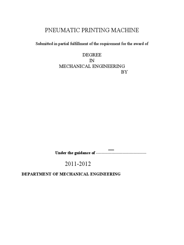 Pneumatic Printing Machine Report | PDF | Printing Press | Printing