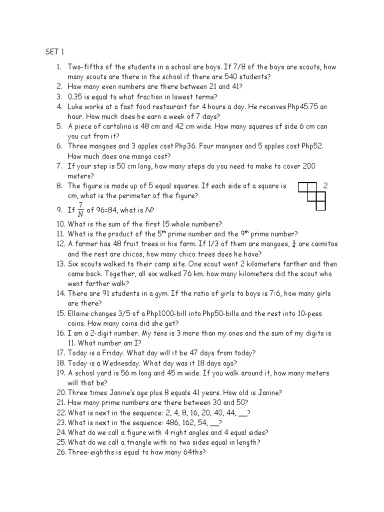 MTAP Worksheets1-3 (Grade 3) | PDF | Numbers | Odds