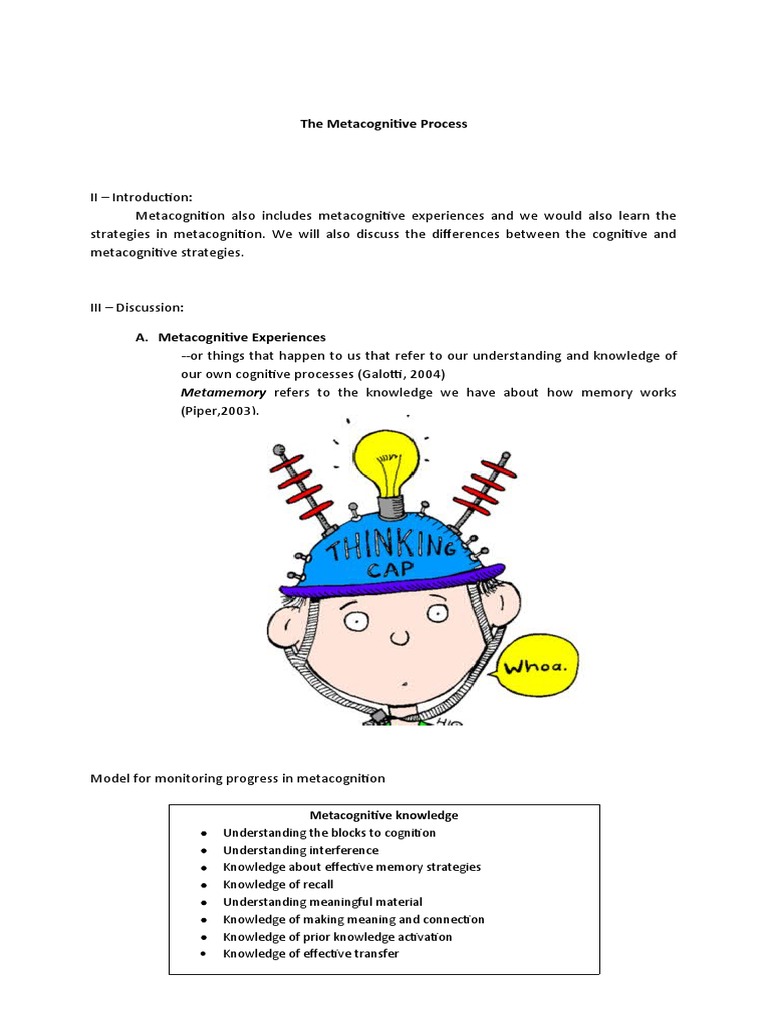 Metacognitive Strategies for Educators | PDF | Metacognition | Reading ...