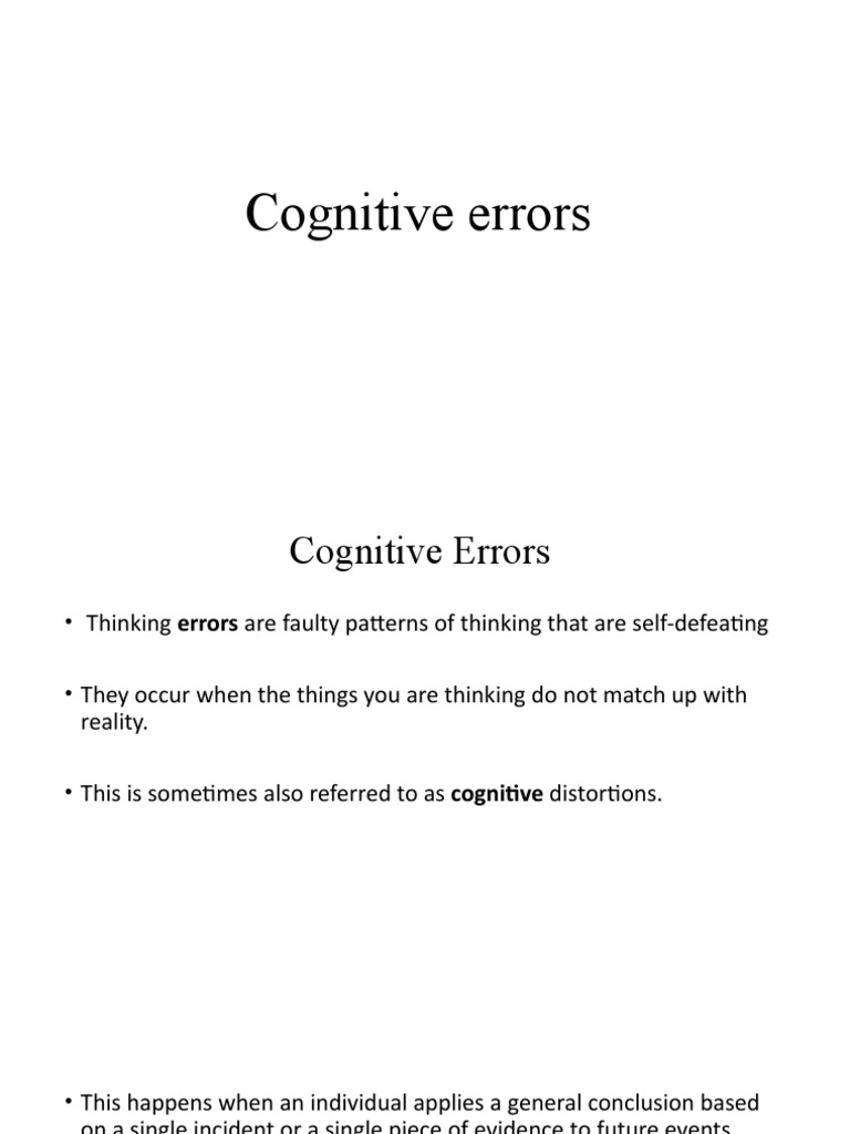 Cognitive Errors | PDF | Cognitive Behavioral Therapy | Psychotherapy