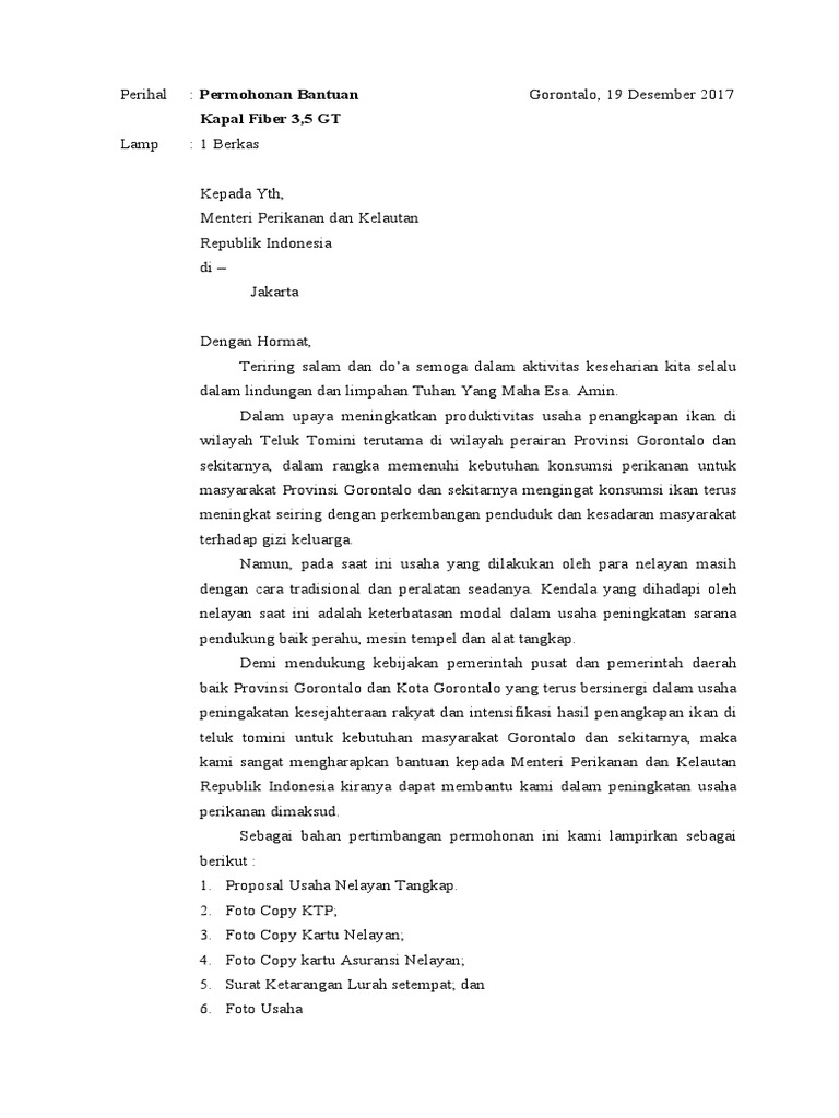 Proposal Bantuan Perahu dan Mesin Nelayan | PDF
