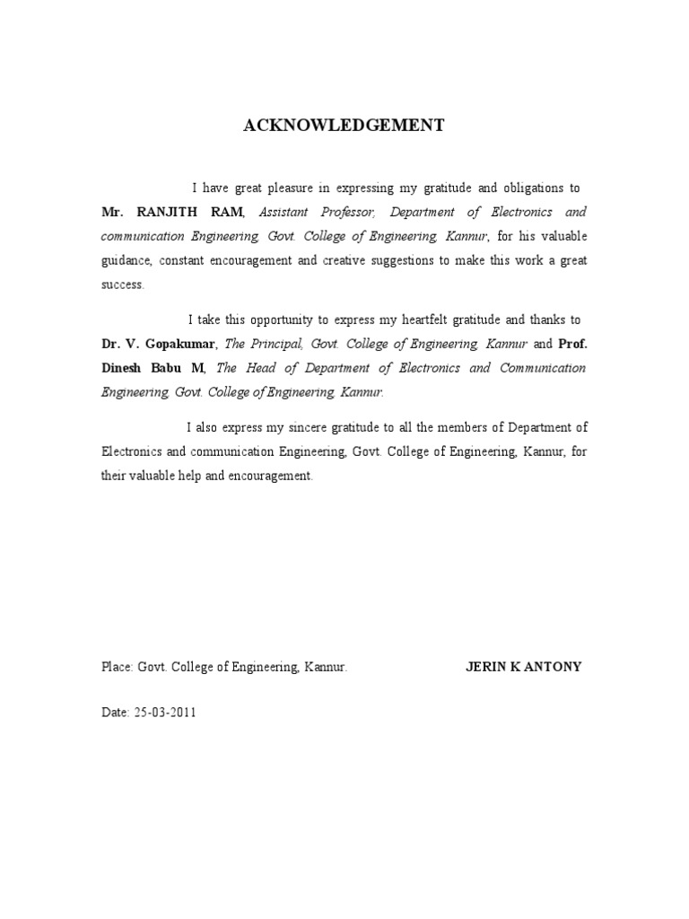 Acknowledgement: Communication Engineering, Govt. College of ...