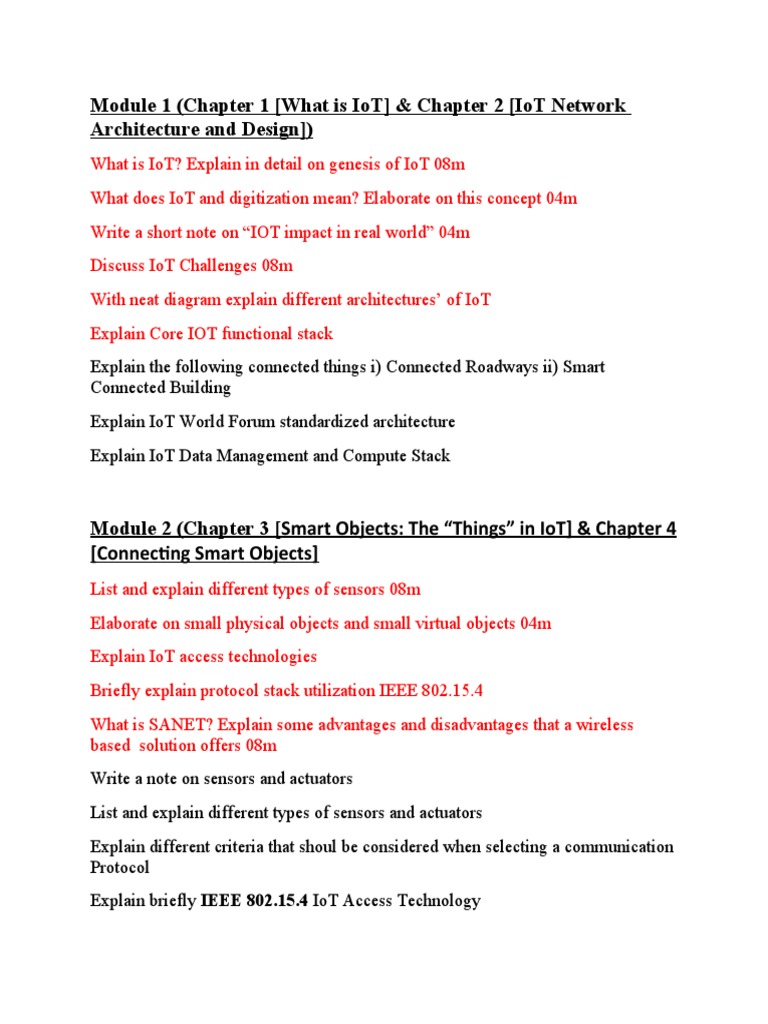 Module 1 (Chapter 1 (What Is Iot) & Chapter 2 (Iot Network Architecture ...