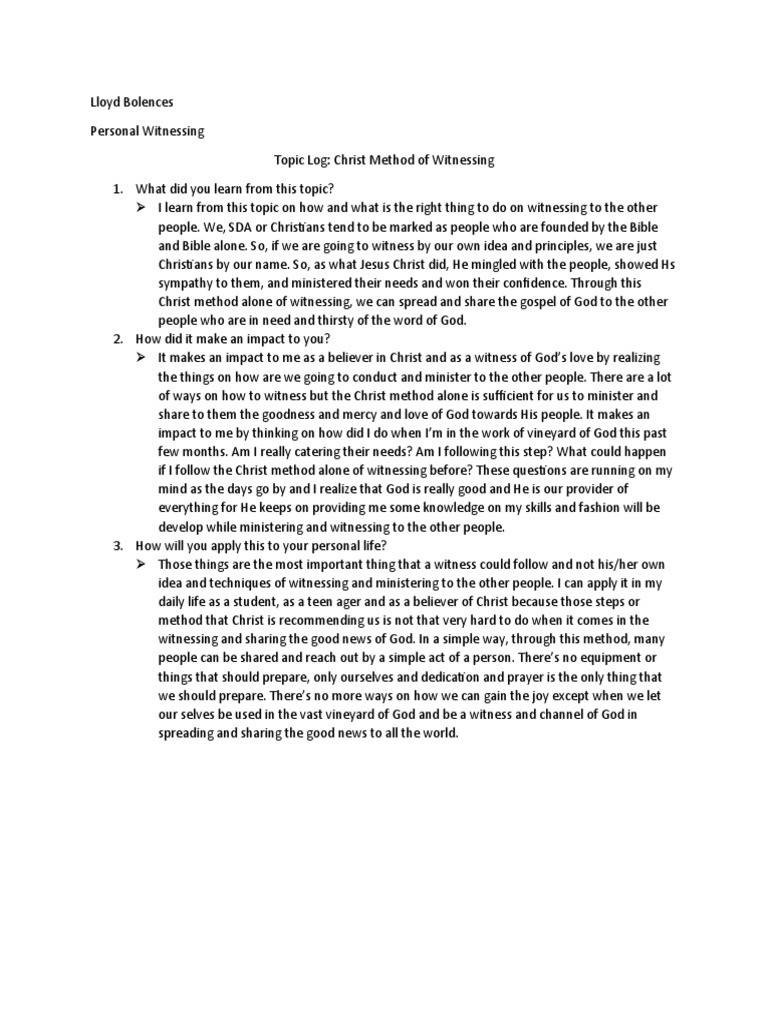 Christ Method of Witnessing | PDF | Jesus | God