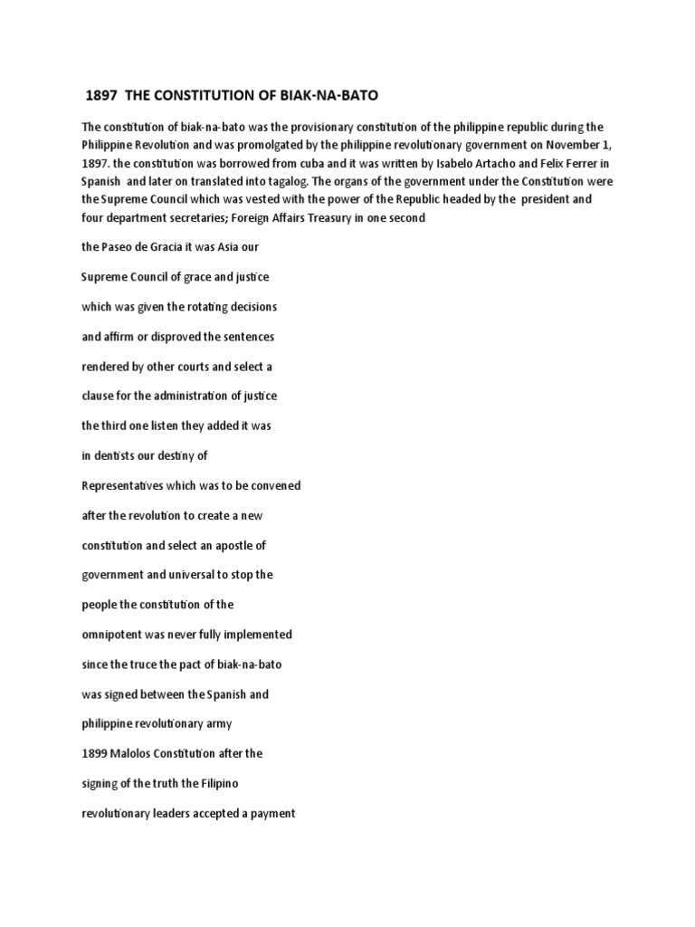 1897 The Constitution of Biak-Na-Bato | PDF | Supreme Courts | World ...