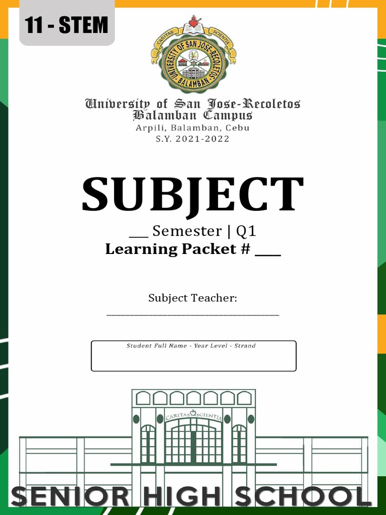 Editable Learning Packet Template - SENIOR HIGH SCHOOL | PDF | Learning ...
