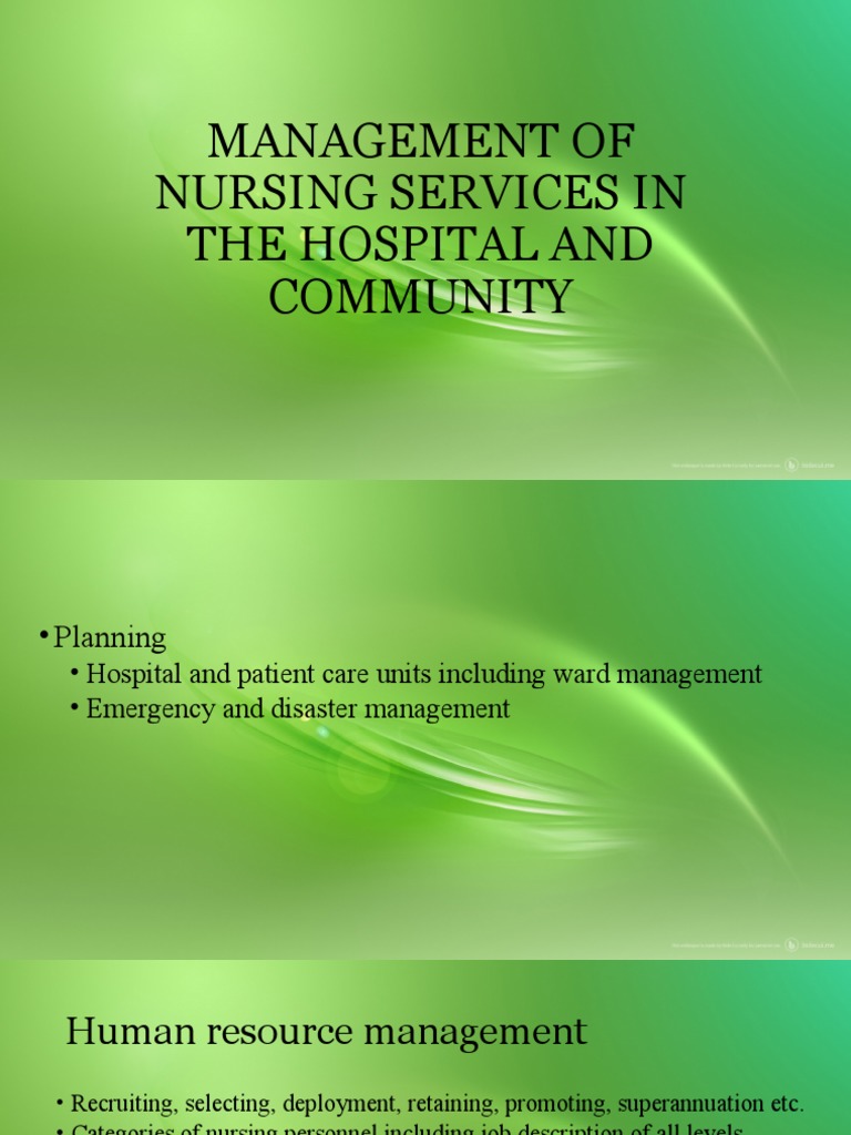 3 Management of Nursing Services in The Hospital and Community | PDF ...