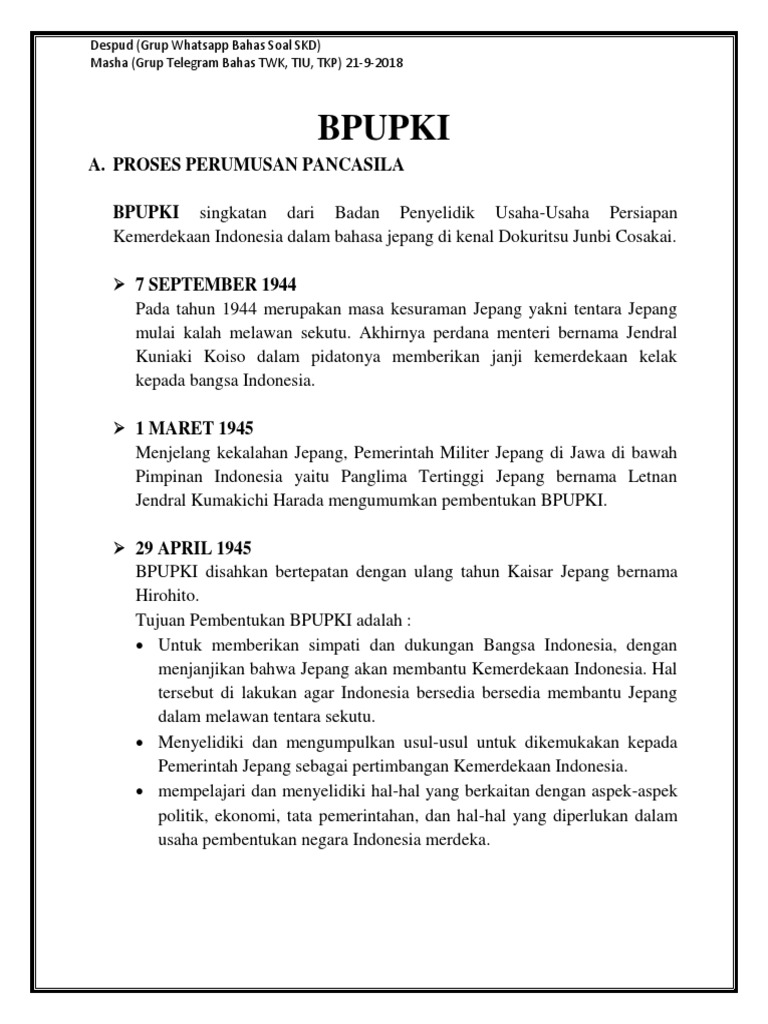 Pembahasan Proses Perumusan Pancasila oleh BPUPKI | PDF