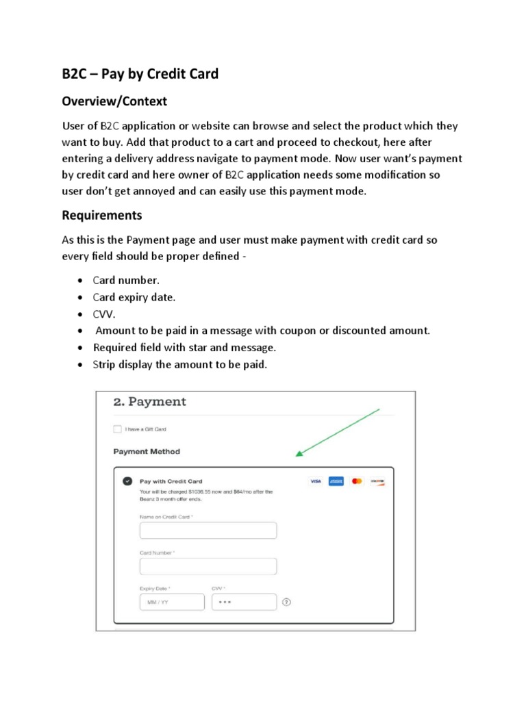 B2C - Pay by Credit Card: Overview/Context | PDF | Credit Card | Payments