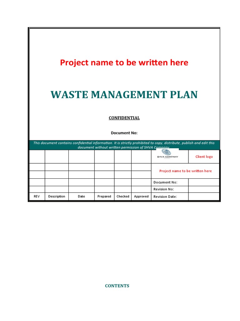 Waste Management Plan: Project Name To Be Written Here | PDF | Waste ...