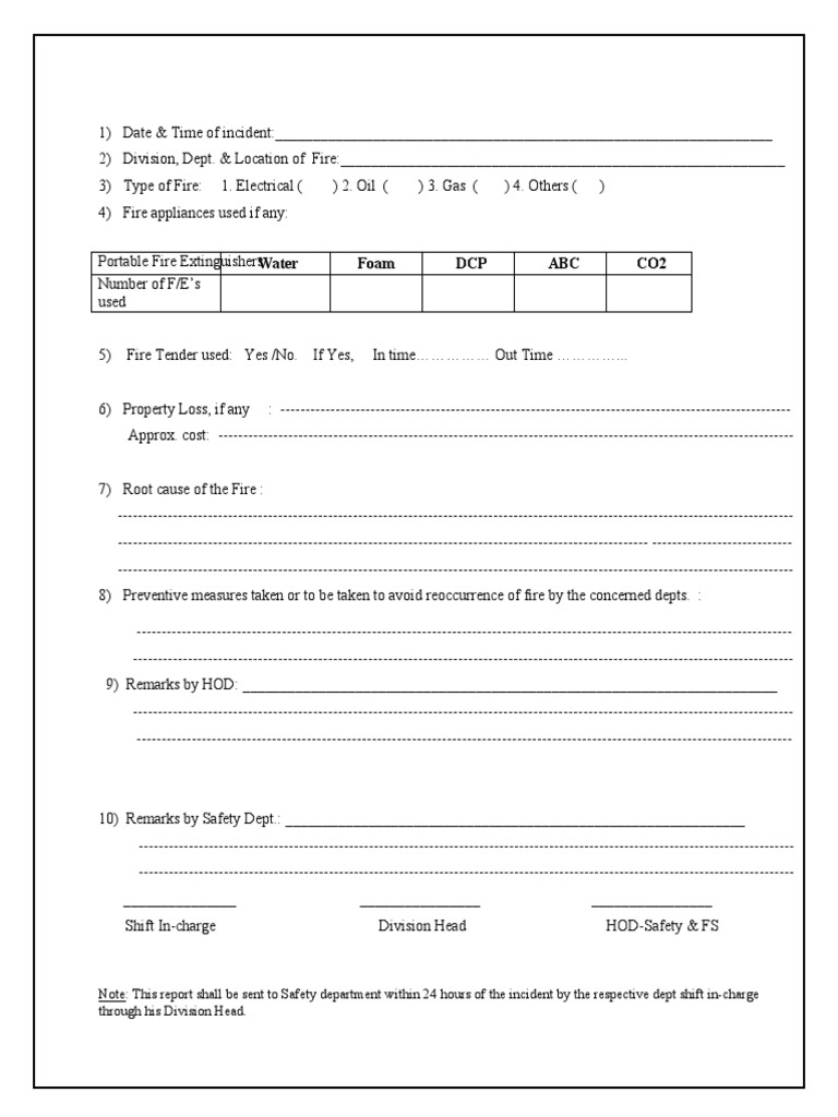 Fire Incident Investigation Report Template | PDF