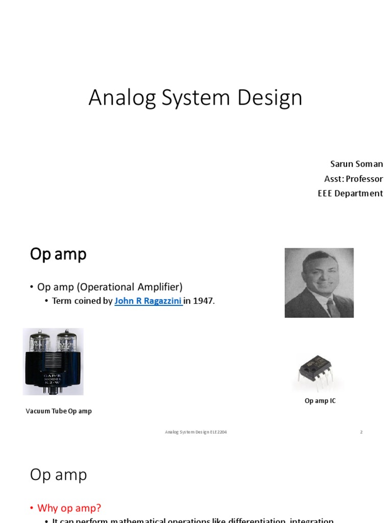 Analog System Design: Sarun Soman Asst: Professor EEE Department | PDF ...