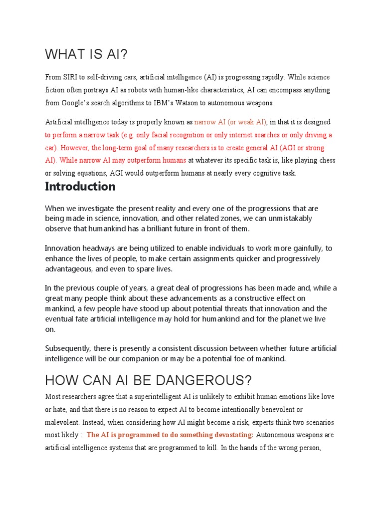 What Is Ai?: Narrow AI (Or Weak AI) | PDF | Artificial Intelligence ...