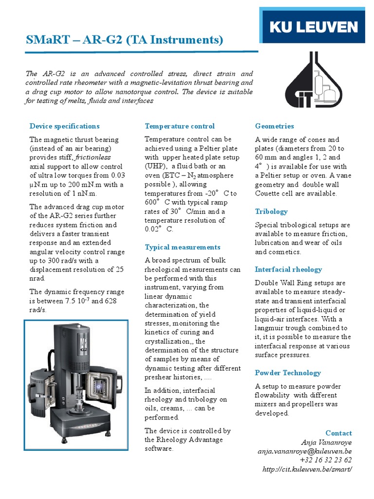 Smart - Ar-G2 (Ta Instruments) : Device Specifications Temperature ...