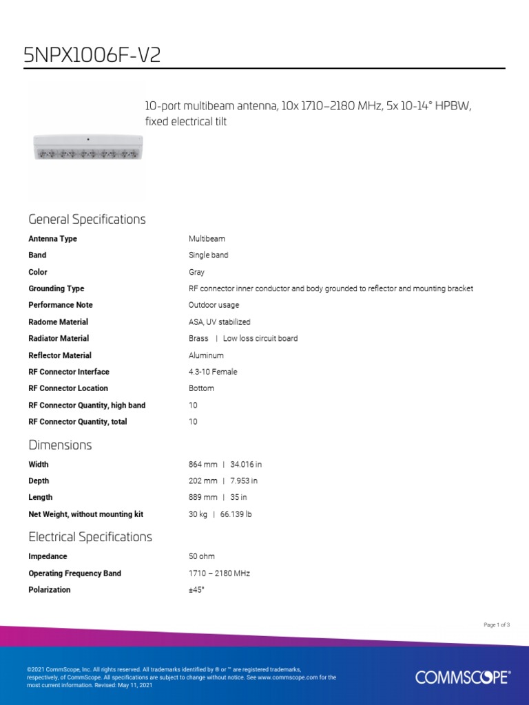 5NPX1006F-V2 Product Specifications | PDF | Antenna (Radio ...