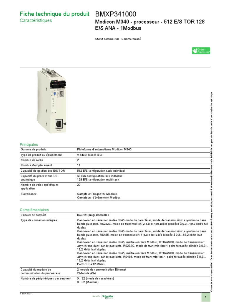 Modicon M340 - BMXP341000 | Download Free PDF | Entrée/Sortie ...
