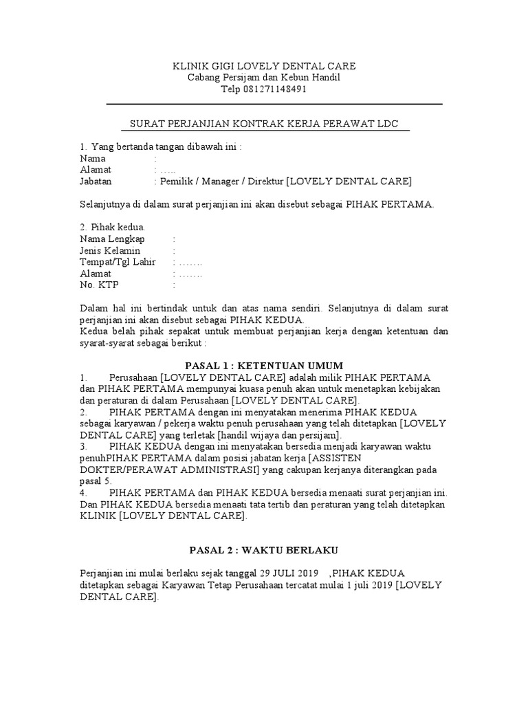 Contoh Kontrak Kerja | PDF