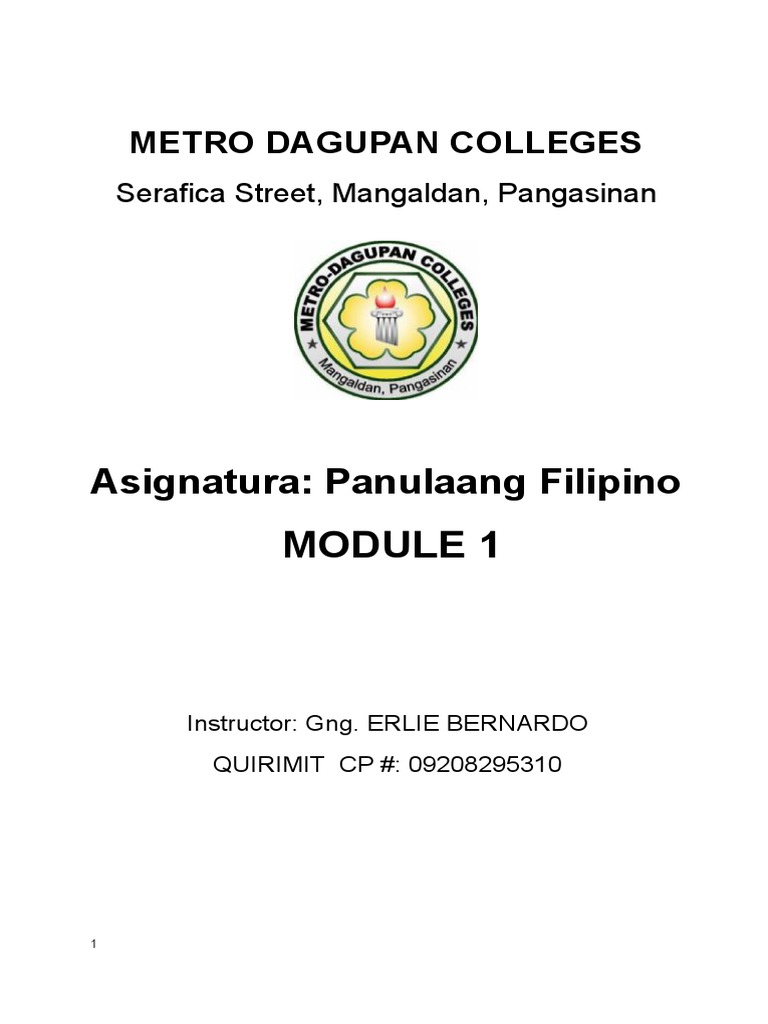 Panulaang Filipino Module 1 | PDF