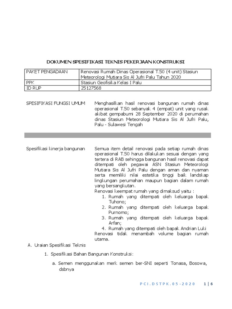 Dokumen Spesifikasi Teknis Pekerjaan Konstruksi: P C I - D S T P K - 0 ...