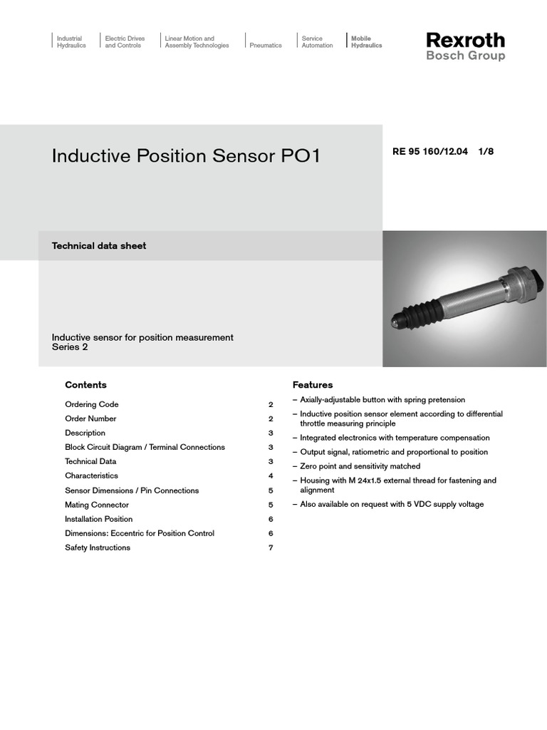 Inductive Position Sensor PO1 | PDF | Electrical Connector | Sensor