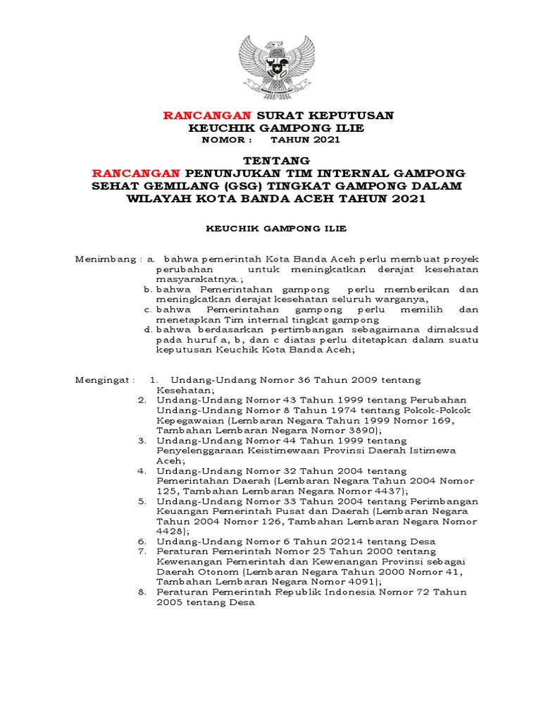 New Rancangan SK Tim GSG 2021 | PDF