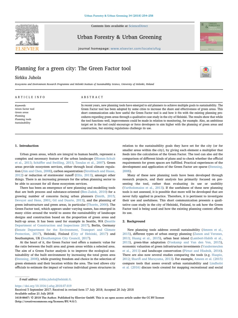 Planning For A Green City The Green Factor Tool | PDF | Sustainability ...