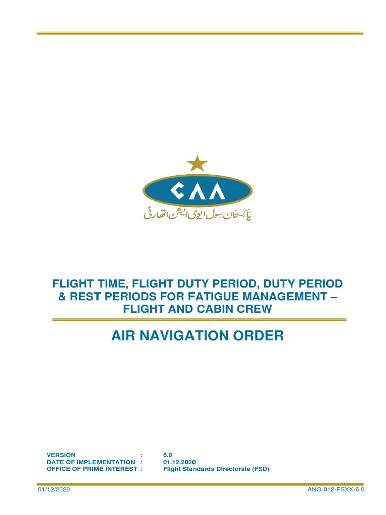 Fatigue Management for Flight Crew | PDF | Sleep | Flight Attendant