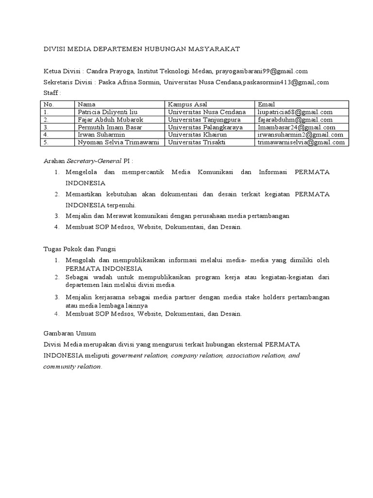 RAKER 2021 Divisi Media Departemen HUMAS. | PDF | Bisnis | Komputer